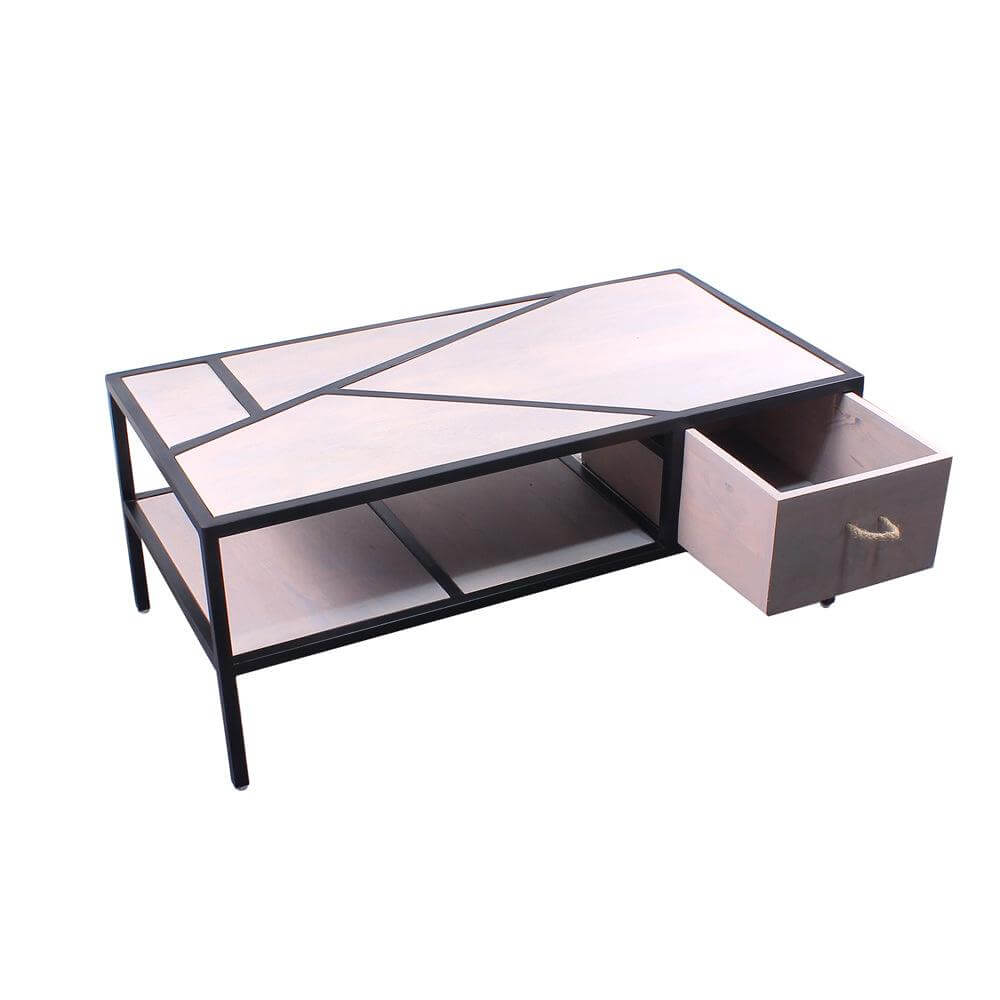 Buy Rectangle Vintage Metal and Wooden Center Table