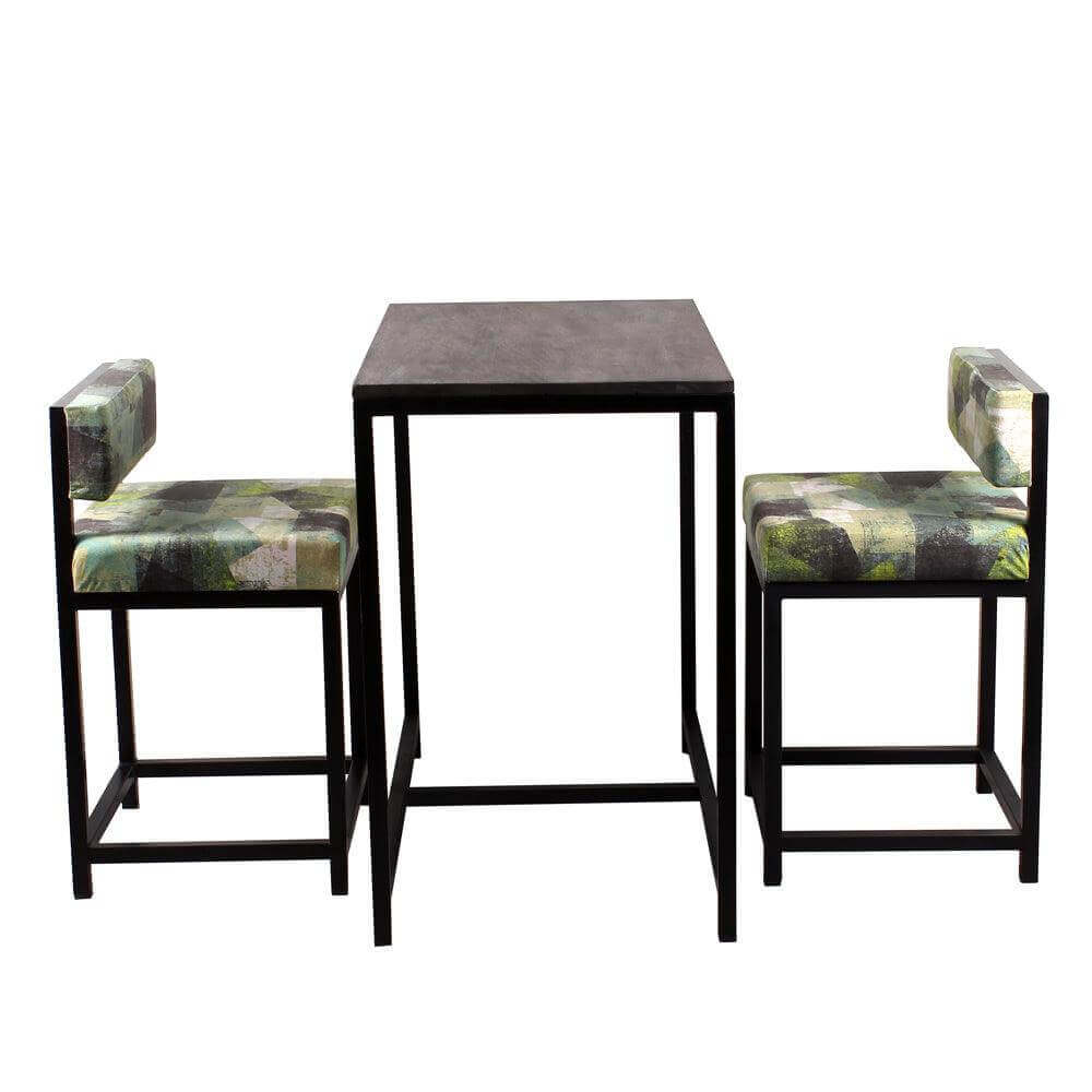 2-Seater Wood & Metal Dining Table Set - Compact & Chic