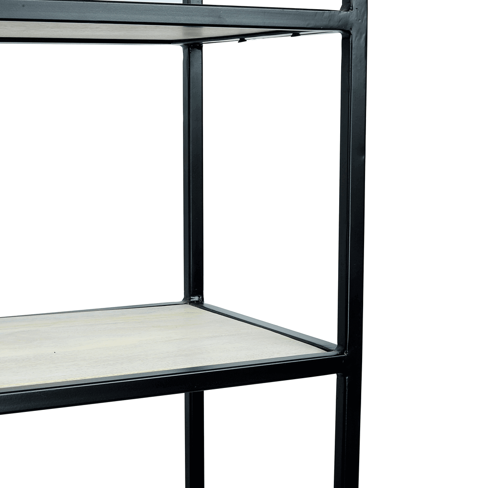 Hexagonal Black Metal & Wood Shelf | Multifunction Storage