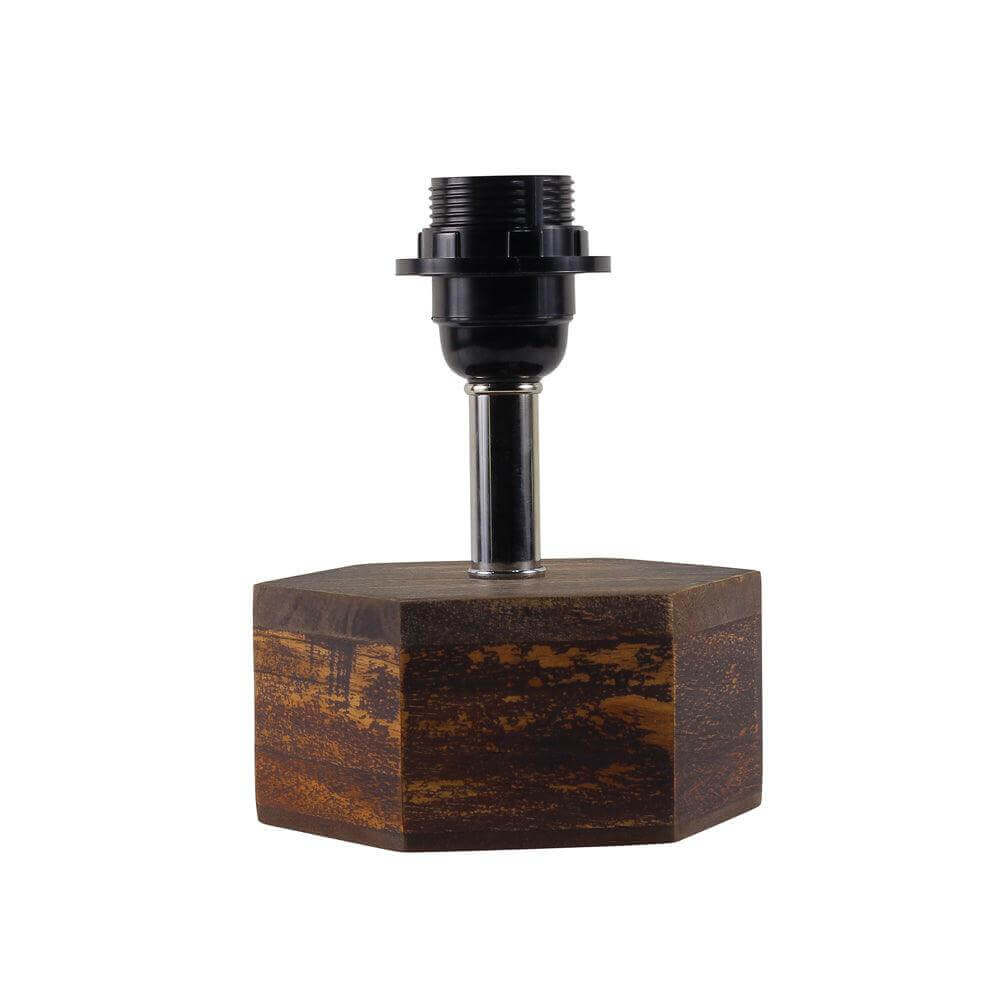 Hexagone Round Shade Table Lamp - Wood Base