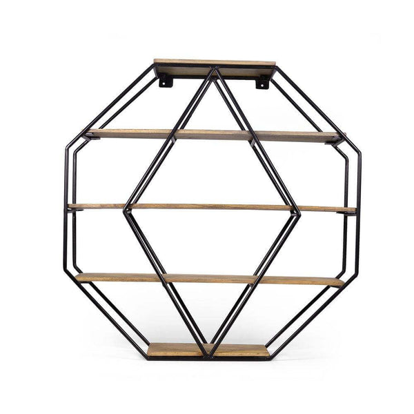 Octagonal Solid Wood Floating Wall Shelf - Stylish Decor